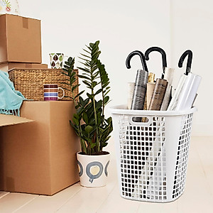 Kekow 45 L Large Storage Basket, 6-Pack Plastic Laundry Hamper, White