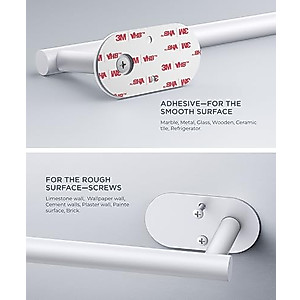 FORIOUS Paper Towel Holder Wall Mount, SUS 304 Stainless Steel Self Adhesive Pivoting Kitchen Commercial Paper Towel Holder Dispenser Under Cabinet no Drilling, White