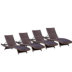 Christopher Knight Home Toscana Outdoor Wicker Lounges, 4-Pcs Set, Multibrown