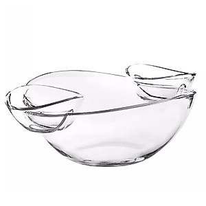 Nymamypee Chip and Dip Serving Set, Double Dip Bowl, Perfect for Chips and Dip, Vegetables and Snacks, Food Server Bowl for Parties, Entertaining