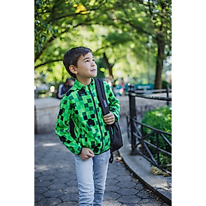 Minecraft Creeper Little Boys Fleece Zip Up Jacket Green 7-8