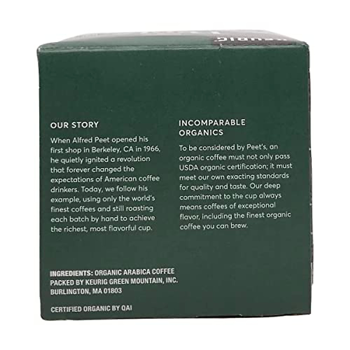 Peet's Coffee, Dark Roast K-Cup Pods for Keurig Brewers - Organic Alma de la Tierra, USDA Organic 10 Count (1 Box of 10 K-Cup Pods) Packaging May Vary