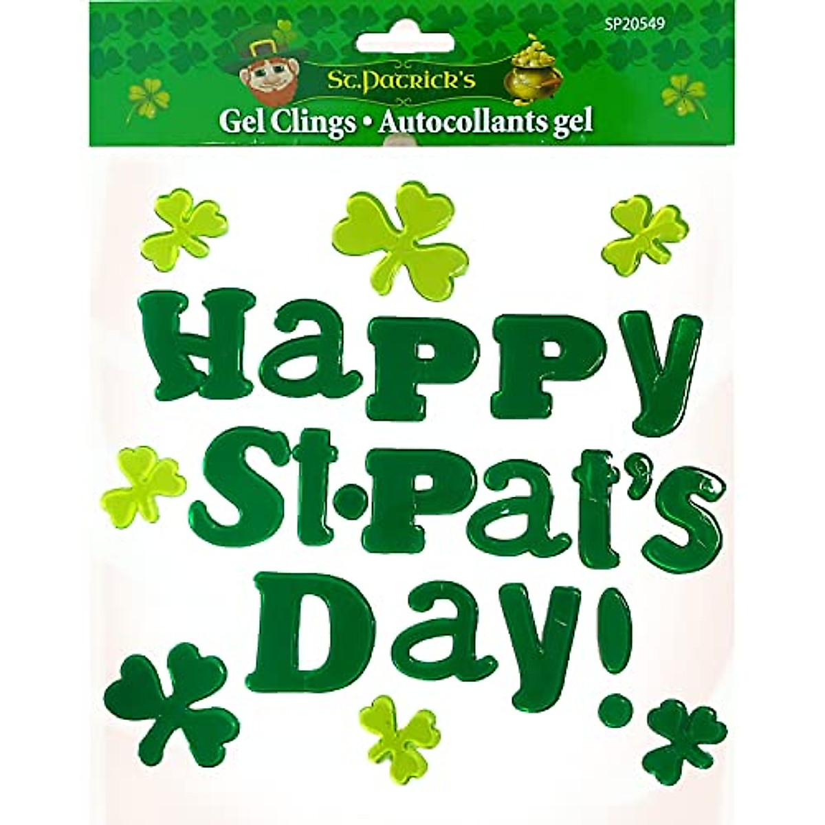 LRIGYEH 6 Pack St. Patrick's Day Gel Window Clings Decorations Includes Shamrocks, Beers, Hat and Happy St. Patrick's Day - Reusable and Easy to Remove (St. Patrick's Day)