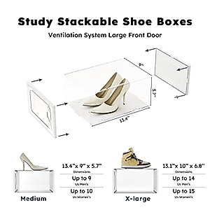 ENSNG Large 12 Pack Shoe Storage Organizer for Closet, Clear Plastic Stackable, Shoe Sneaker Containers