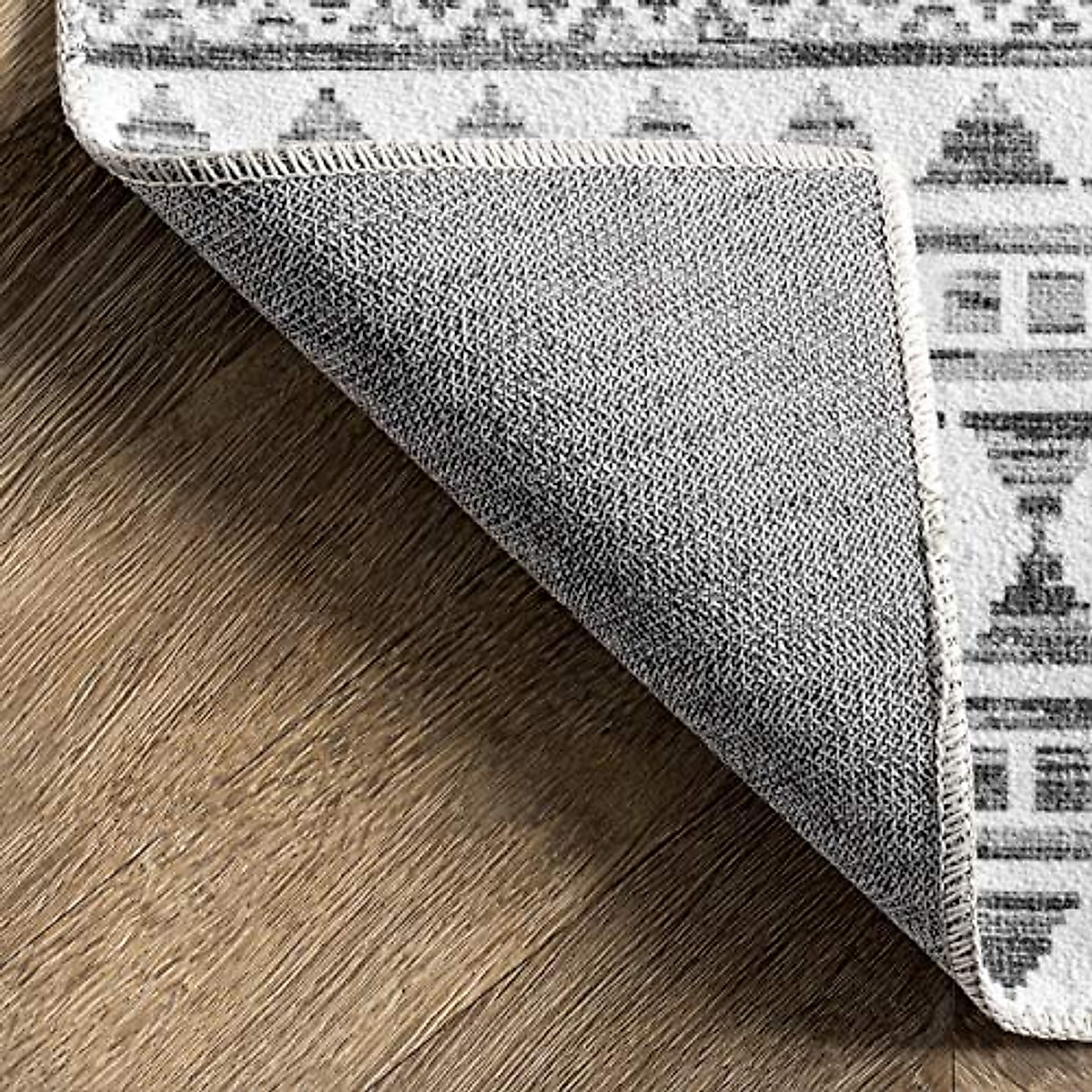 nuLOOM Kira Machine Washable Tribal Geometric Area Rug, 5' x 8', Grey