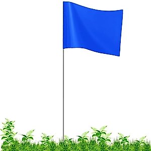 Blue Marker Flags, 100 Pack Construction Marking Flags,4x5x16 Inch, Yard Flags Marker, Lawn Flags, Invisible Fence, Survey Flags, Landscape Flags, Stake Flags, Boundary Flags Dog Training