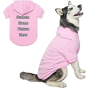 Custom Dog Hoodies with Name Photo Personalized Pet Warm Sweater Hoodies for Small Medium Dogs & Cat Puppy (Pink)