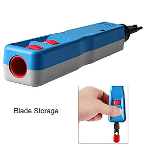 Hiija Punch Down Tool Kit with 110 & BK Blade, 5PCS Cat6 RJ45 Keystone Jack, Network Wire Stripper Tool Kits Professional