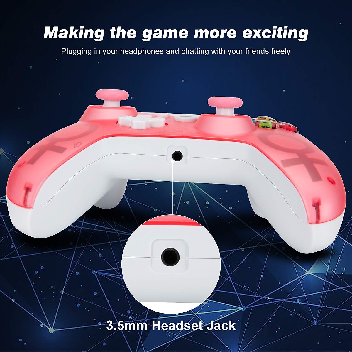 fuxinya Wired Controller, Compatible with Xbox One/One S/One X/One Elite/Windows PC, USB Wired Gamepad Remote Controller, PC Game Controller with Headset Jack [2021 Newest Version] (Pink)