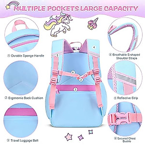 BYXEPA Girls Backpack, School Kids Backpacks for Girls, Cute Book Bag with Compartments for Girl Kid Students Elementary School, Kids' School Bag, Solid Blue
