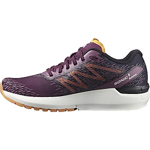 Salomon Women's Sonic 5 Balance W Trail Running Shoe, Grape Wine/Black/Blazing Orange, 7.5