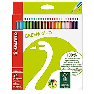 Stabilo Green Color Pencil Wallet , Set of 24 , Multicolored