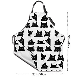 Black Cats Kitchen Aprons For Women Men Plus Size With 2 Pockets Waterproof Adjustable Neck Strap For Thanksgiving,Christmas,Cooking,Baking & Painting