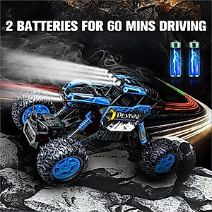 CROBOLL 1:12 Large Remote Control car for Boys Kids with Lifting Function,4WD RC Cars Electric Monster Truck Toy Gifts 4X4 Off-Road RC Rock Crawler 2.4GHz RC Truck with 2 Batteries(Blue)