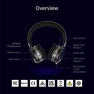 OPUXT Alcatel-Lucent Wireless Headset with Microphone - Stereo Headphones with Active Noise Canceling (ANC) - Connect PC/Mac/Mobile via Bluetooth -Works w/Teams, Zoom & More-MS/UC Compatibility