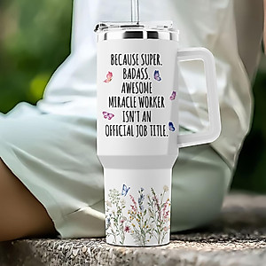 Chaos Coordinator Gifts - Birthday Gifts for Women - Thank You Gifts for Teacher - Christmas Gifts for Women, Mom, Coworker, Manager, Teacher, Boss - Stainless Steel Tumbler with Handle and Straw 40oz