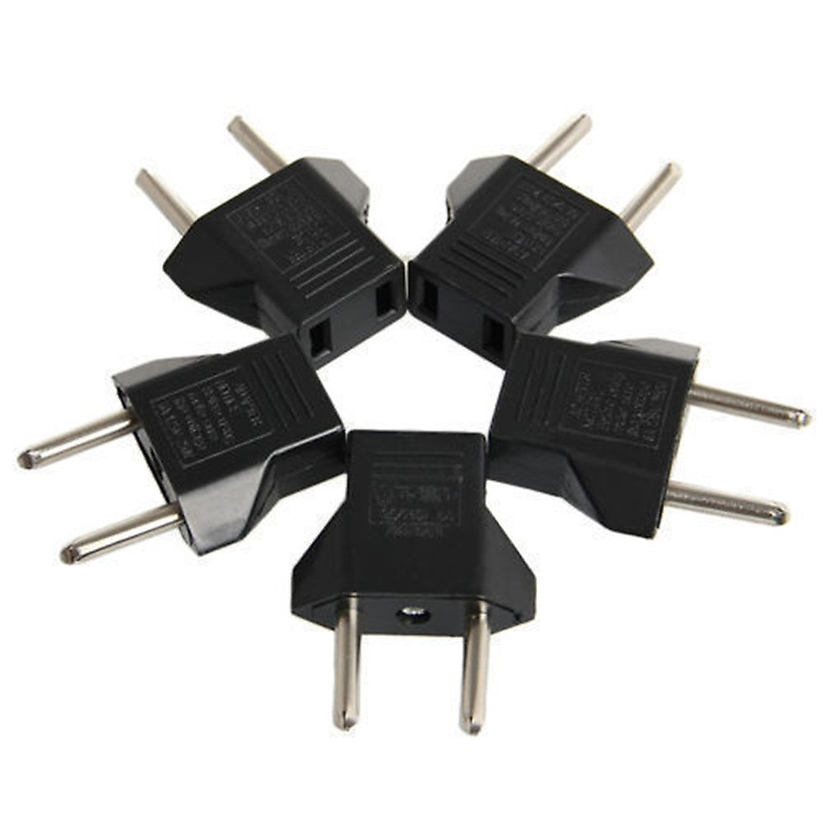 ANRANK U-E1020905AK US USA to EU Europe Travel AC Power Socket Plug Adapter Adaptor Converter (Black, 5-Pack)