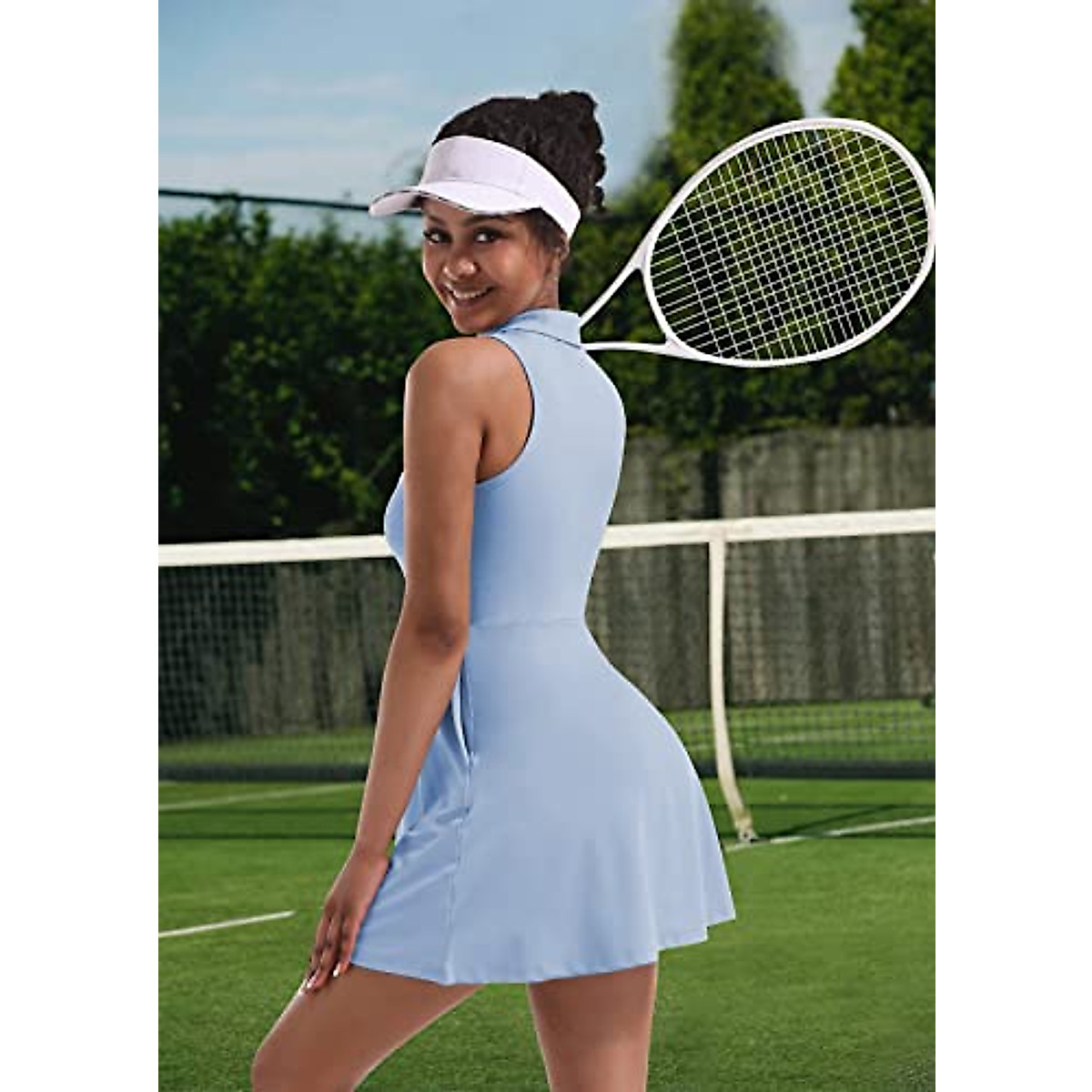 Fengbay Tennis Dress for Women,Golf Dress with Built in Shorts with 4 Pockets for Sleeveless Athletic Workout Dress