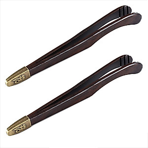2 Pcs Wooden Teacup Tweezers Curved Chinese Tea Tongs Tea Ceremony Accessories, 18cm Long
