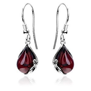 Ian and Valeri Co. Black Cherry Amber Sterling Silver Earrings