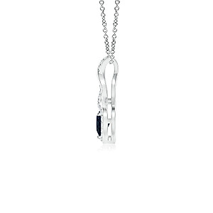 Angara Blue Sapphire Infinity Heart Pendant Necklace with Diamonds in Silver (4mm Blue Sapphire)