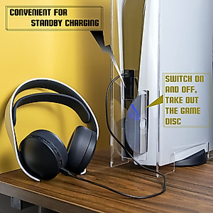 Acrylic Protective Case for PS5 Console, Transparent Plexiglass Dust Cover Case Custom Designed for PlayStation 5 Console Disc Edition, Precise cutting of easy-to-access Cable Ports