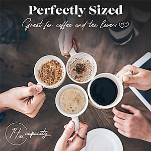 American Atelier Coffee Mug Set with Coffee Mug Rack | Coffee Mugs Set of 4 | Stackable Coffee Mugs with Rack | Coffee Cup Set with Coffee Cup Rack | Have a Brewtiful Day Print | Ceramic Mug