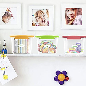 Storage Bins,4 Pack Small Storage Bins Stackable Plastic Cubby Containers with Lids Storage Cubbies Plastic Storage Containers for Classroom Book Bin Toy Organizers for Classroom Book Bin Toy Organizers (Mixed Color)