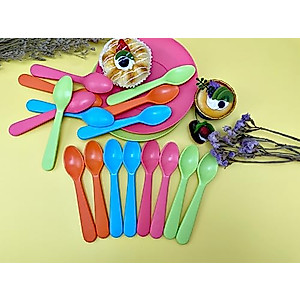 Jawbush 16 Pcs Kids Plastic Spoons, Reusable Toddler Utensils Kids Silverware Set with Bright Colors, Ideal for Travel School Lunch Box or Camping, BPA Free Kids Utensils Also for Adults