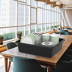 Nihenok 4 Pack Large Commercial Bus Boxes, 35 L Plastic Utility Bus Tote, Black