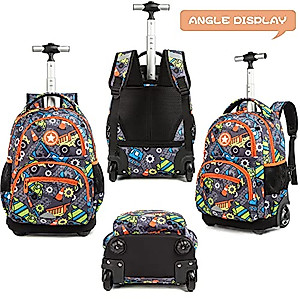 MOHCO Rolling Backpack 16 inch Kids Wheeled School Backpack Set for Boys and Girls