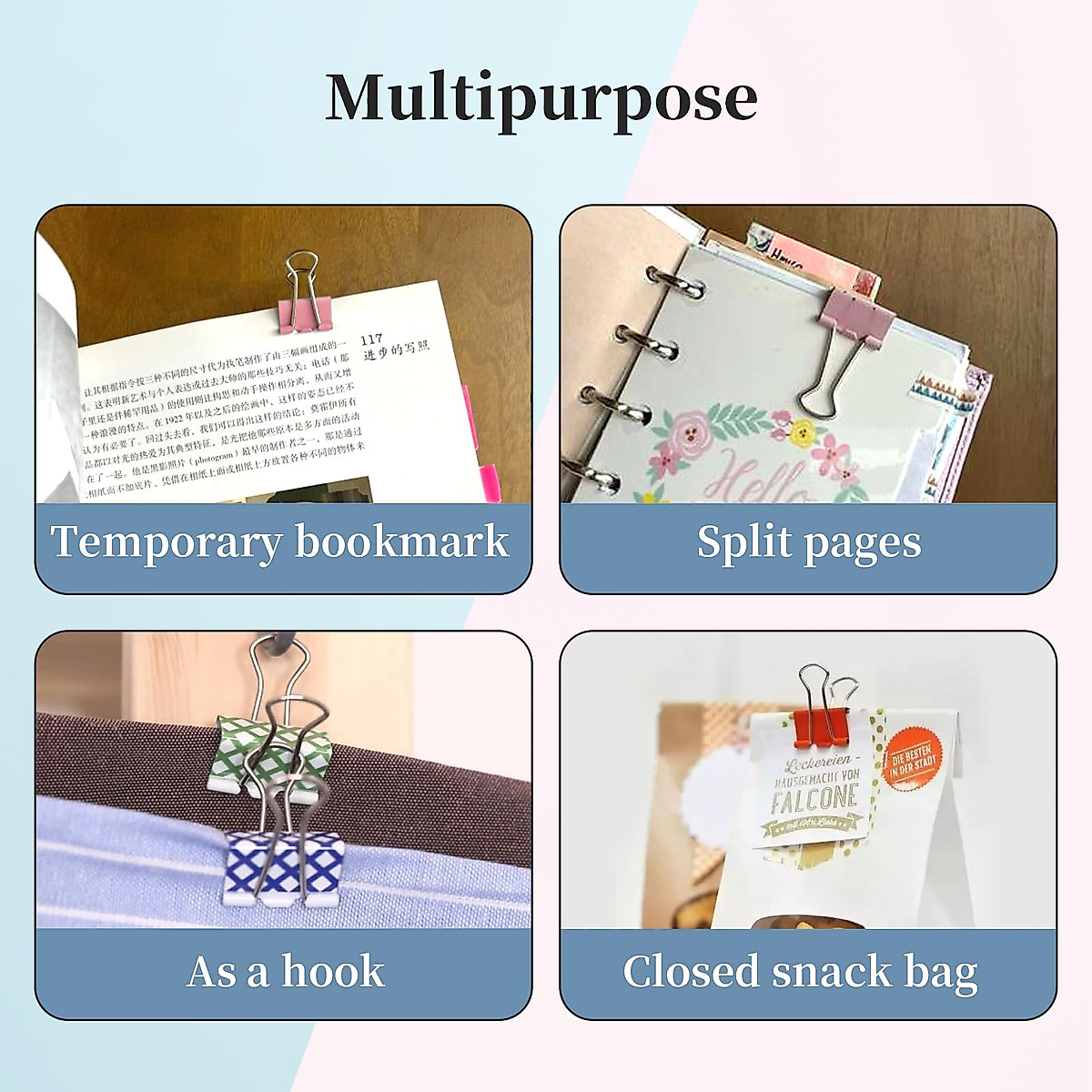 Medium Binder Clips 1.25 Inch Black 36 PCS, Binder Clips 32mm for Teacher School Office and Business