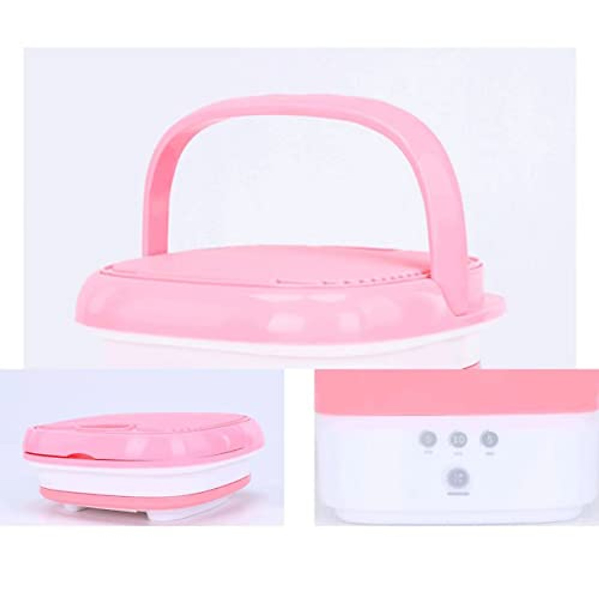 Portable Washing Machine, Mini Folding Washer and Dryer Combo,with Small Foldable Drain Basket for Underwear, Socks, Baby Clothes, Travel, Camping, RV, Dorm, Easy to Carry (Pink)