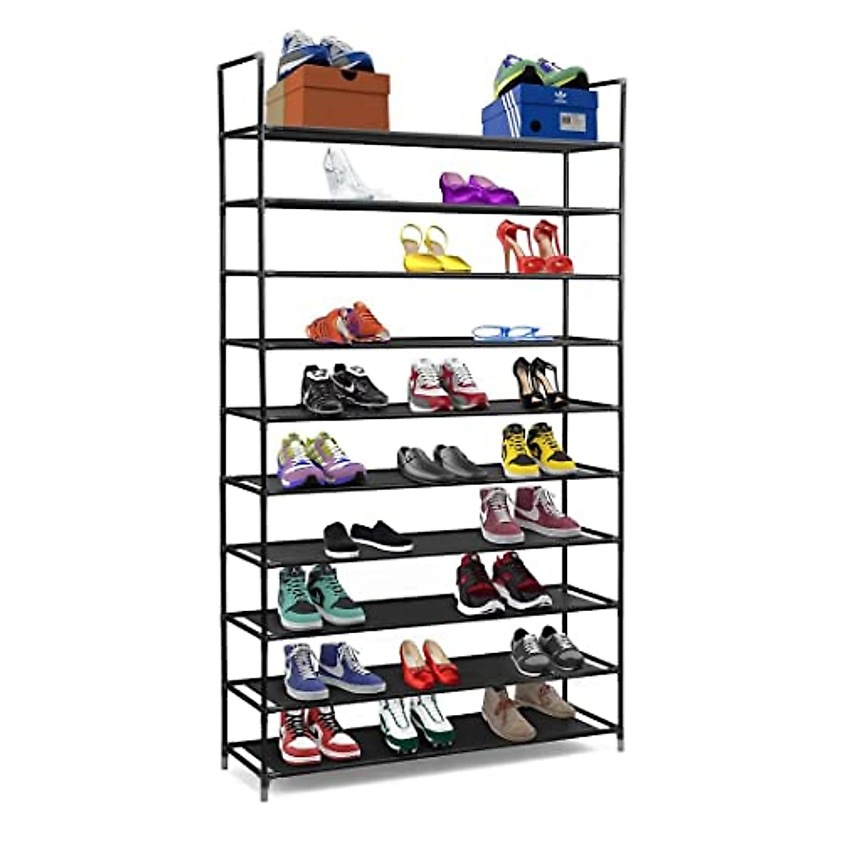 Halter Entryway Standing Shoe Rack, Black, 10 Tier