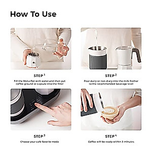 SEVEN&ME Espressor Machine black & white Coffee Maker, with Milk Froth All-in-One Espresso Machine Combination, Latte Cappuccino Macchiato Espresso Electric Moka Pot, One Click Smart Operation（8.66"）