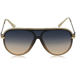 Jessica Simpson J5900 Aviator Shield Sunglasses with 100% UV Protection. Glam Gifts for Women, 140 mm, Nude & Rose Gold