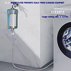 ZHYUUAX 1 Micron Shower Filter, in line Water Filter, Washing Machine Filter System, Composite Carbon Cartridge Double Filtration, Removal of Chlorine and Fluoride-Improve Cough+2 pcs connectors