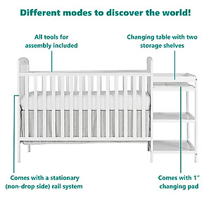 Dream On Me Anna 4-In-1 Full-Size Crib And Changing Table Combo In White
