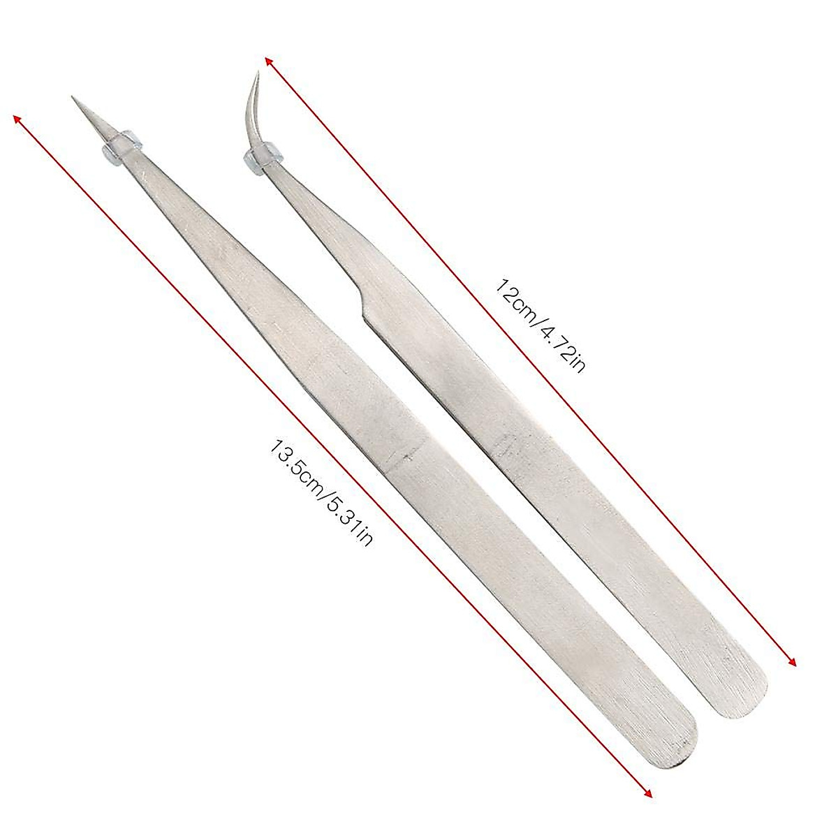 HEEPDD Tweezers, 4PCS Serger Tweezers with Serrated Tips Serrated Bent Tweezers Tips Stainless Steel Straight Tweezer Tip Curved Anti Static Tweezers Sewing Machine Accessory