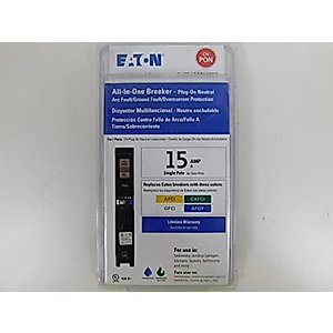 Eaton CH 15 Amp 1-Pole Dual Function (Arc Fault/Ground Fault) Plug-On Neutral Circuit Breaker