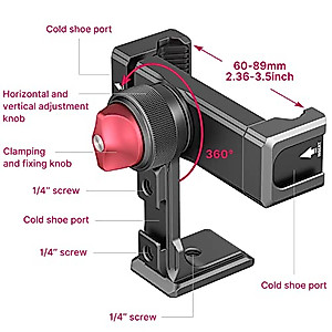 Selfie Mirror for Smartphone Phone Holder Cold Shoe Microphone/Light Mount Camera Tilt Flip Screen Vlogging Accessories Video Shooting Compatible for iPhone 14 13 12 X Pro Max Rig, for Sony Canon DSLR