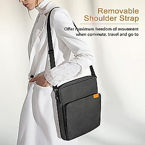 TiMOVO 13 Inch Tablet Sleeve Handbag with Shoulder Strap for iPad Air 13", iPad Pro 13", iPad Pro 12.9", Galaxy Tab S9+/S9 Plus/S10+/S10 Plus/S9 FE+/S9 FE Plus 12.4", Black & Gray