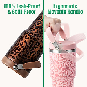 Cafezi 30oz Tumbler with Handle and Straw, Vacuum Insulated Tumblers with Flip Straw and Top Handle, Reusable Insulated Cup for Home, Outdoors, Leakproof, Fits in Cup Holder, Cold for 30 Hours