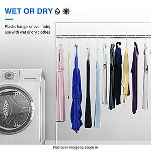 Sehloran Plastic Hangers 50 Pack,Space Saving Notched Hangers, Space Saving Slim Hangers, Heavy Duty Clothes Hanger for Coats,Pants,Dress,Shirts,White&Black,Made in USA