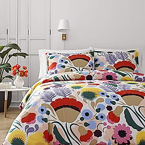 Marimekko - Queen Duvet Cover Set, Cotton Percale Bedding with Matching Shams, All Season Home Decor (Ojakellukka Multicolor, Queen)
