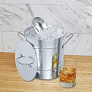 Twine Ice Bucket With Lid And Ice Scoop, Galvanized Metal Drink Tub, Wine And Beer Chiller, Holds 5.35 Gallons