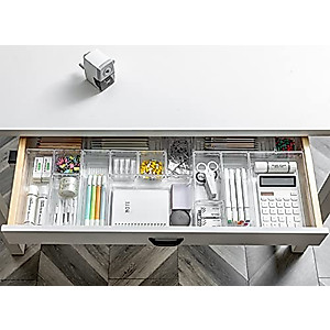 DCA 25 PCS Clear Plastic Drawer Organizer Tray for Makeup, Kitchen Utensils, Jewelries and Gadgets