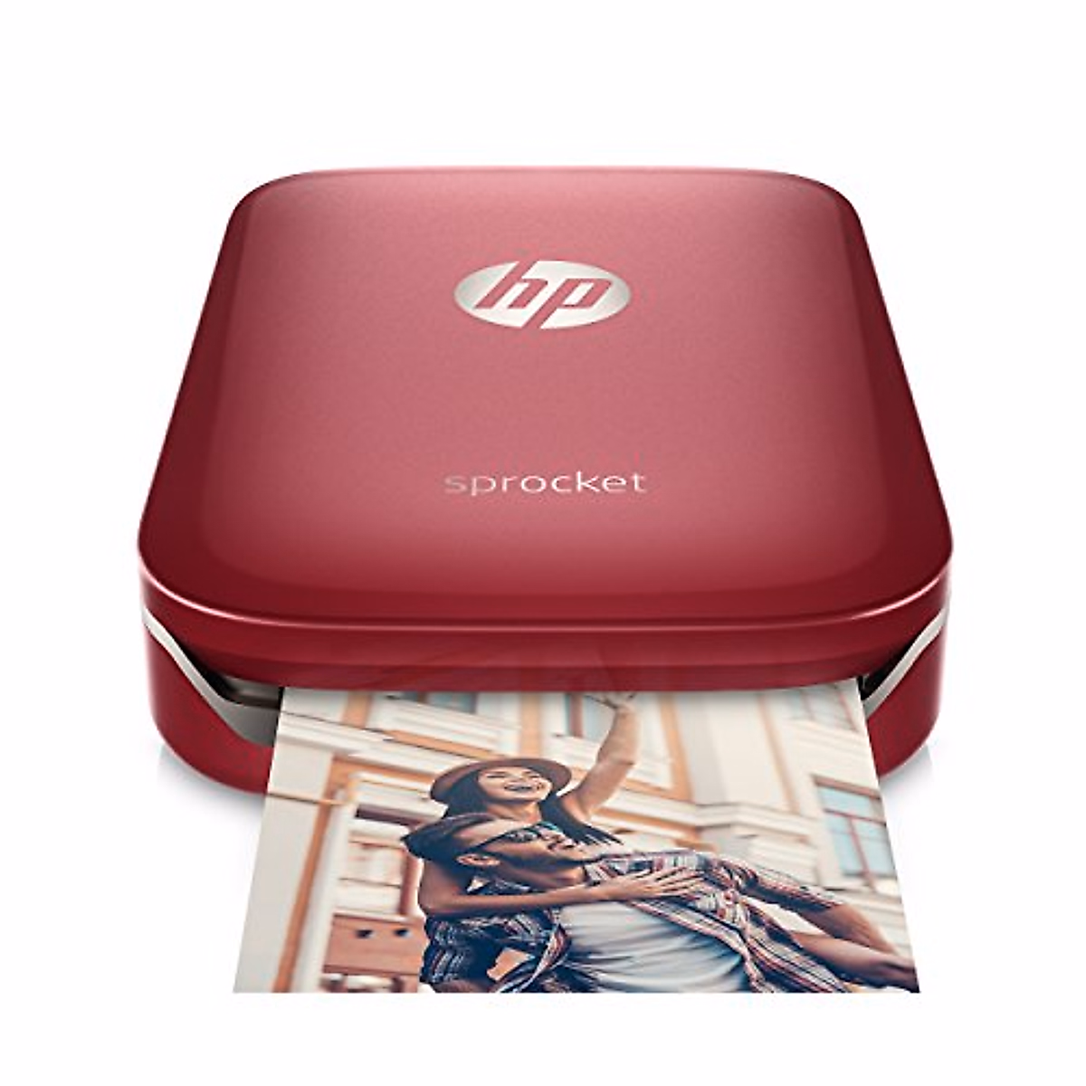 HP Sprocket Portable Photo Printer, Print Social Media Photos on 2x3" Sticky-Backed Paper - Red (Z3Z93A)
