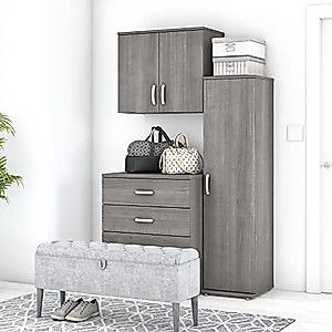 Bush Business Furniture Universal 3 Piece Modular Closet Storage Set with Floor and Wall Cabinets, Platinum Gray