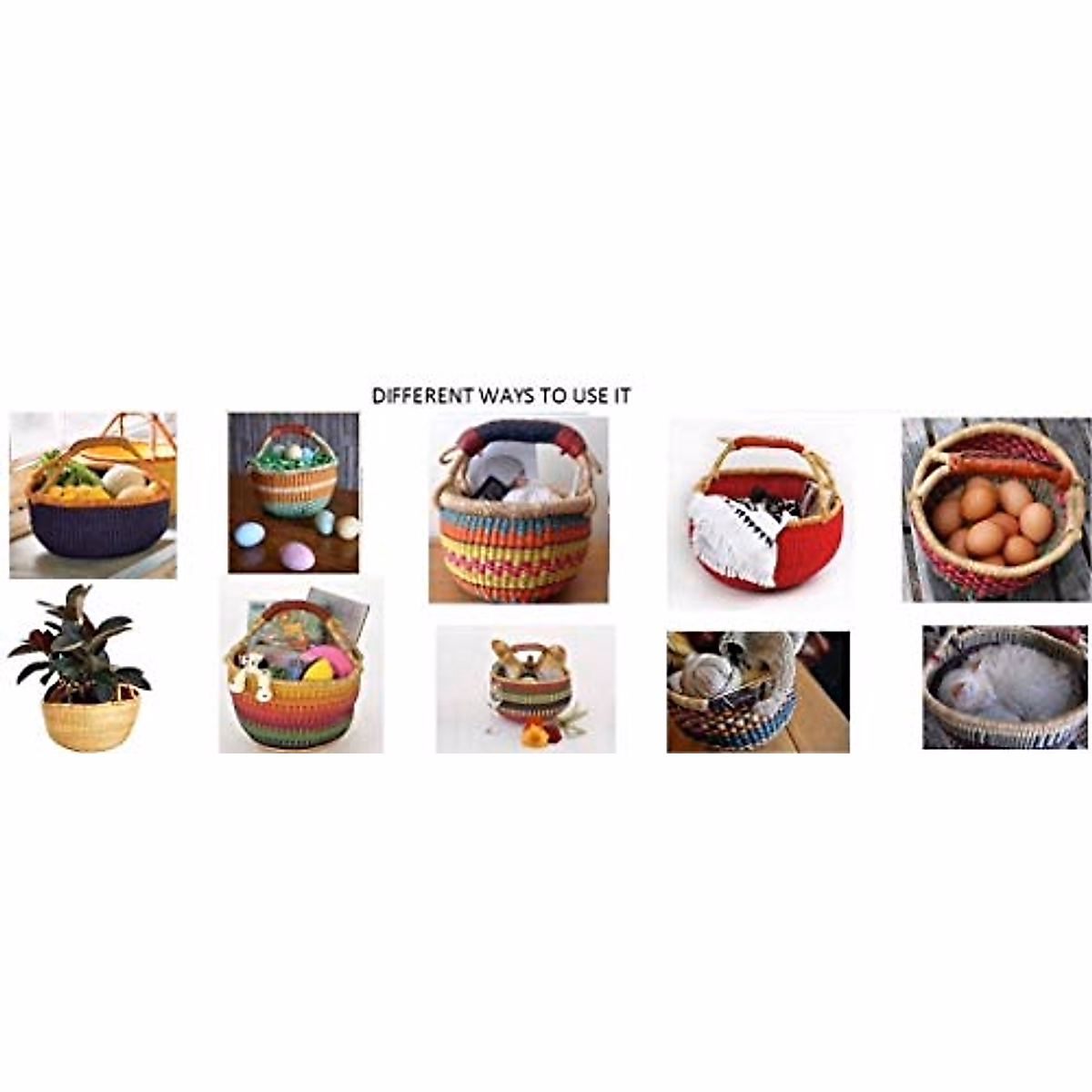 African Basket - Ghana Bolga - Gambibgo Oval Shopping Basket - 20" Across